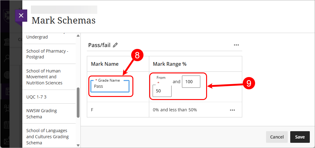 Create a Mark Schema (Pass/Fail) (Ultra) - eLearning - University of Queensland